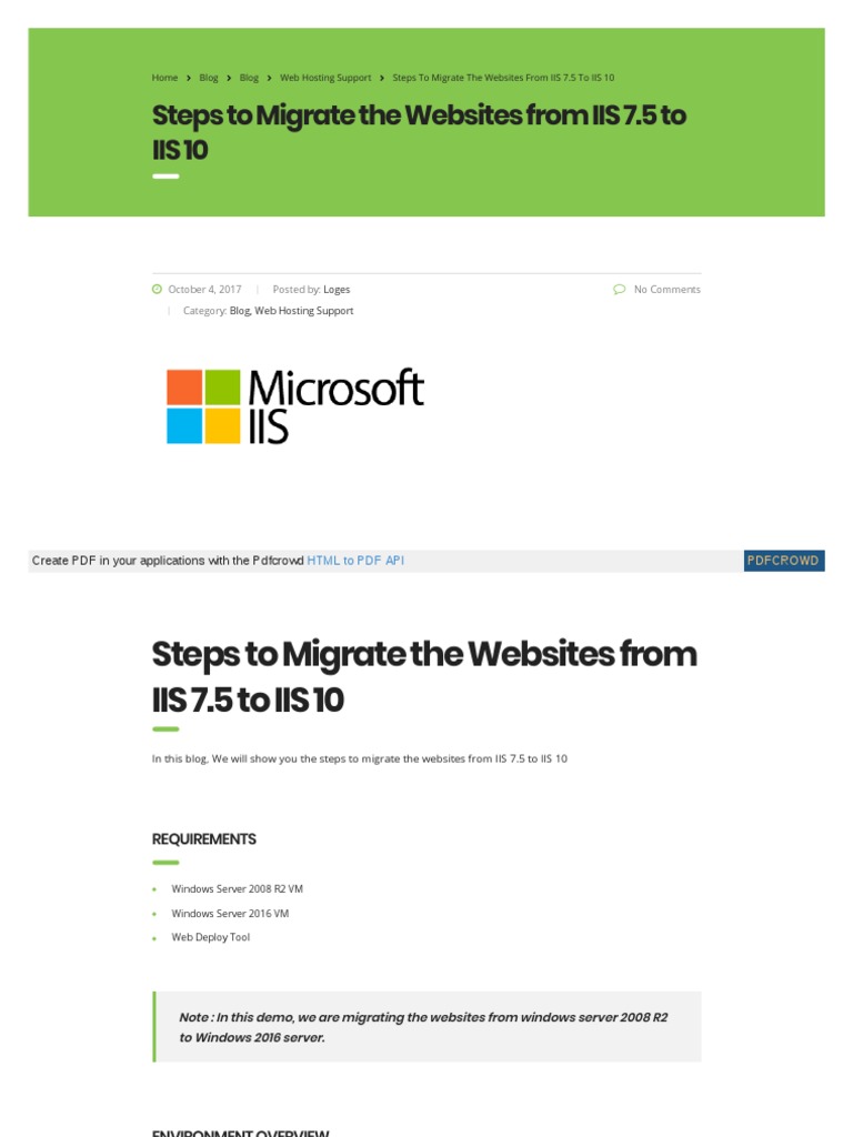 Steps To Migrate The Websites From IIS 7.5 To IIS 10 | PDF | Internet ... Steps To Migrate The Websites From IIS 7.5 To IIS 10 | PDF | Internet ...