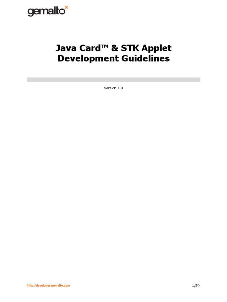 Gemalto JavaCard DevelGuide PDF | PDF | Java (Programming Language) | Java Virtual Machine