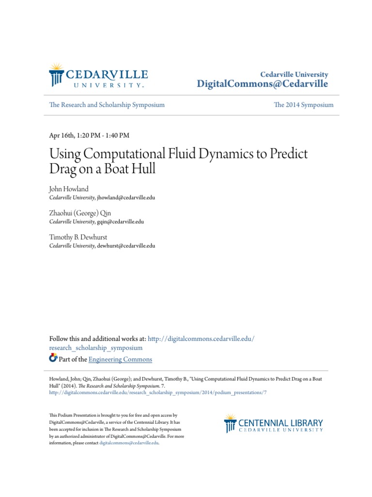Using Computational Fluid Dynamics To Predict Drag On A Boat Hull Pdf Computational Fluid