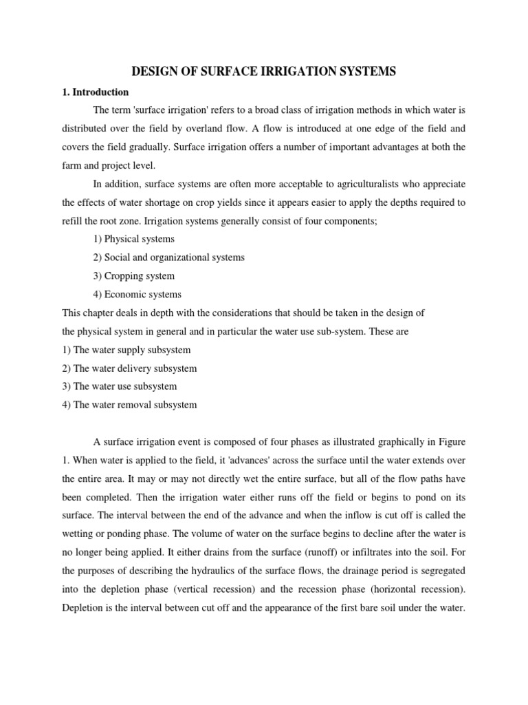 Design of Surface Irrigation Systems | Download Free PDF | Irrigation ...