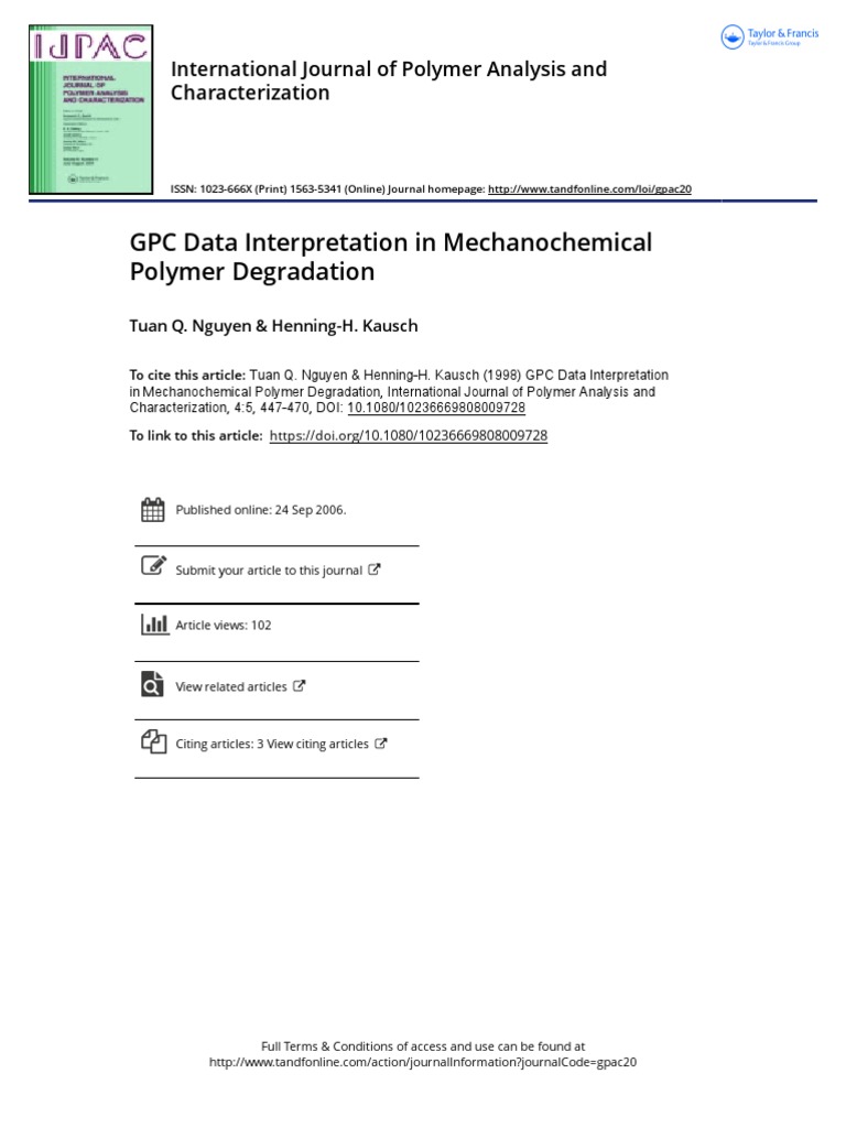 GPC Data Interpretation in Mechanochemical Polymer Degradation | PDF ...