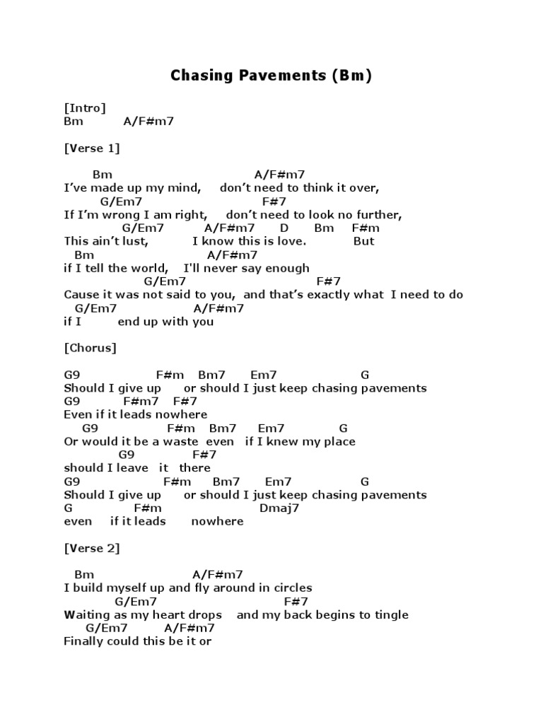 Chasing Pavements | PDF | Song Structure | Oral Literature