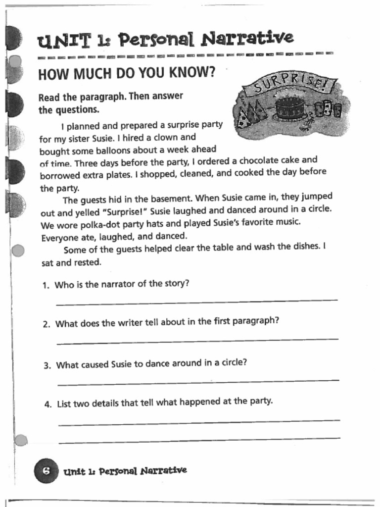 Writing Unit 1 Personal Narrative | PDF