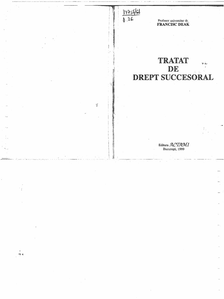 Tratat de Drept Succesoral Francisc Deak 1999 | PDF