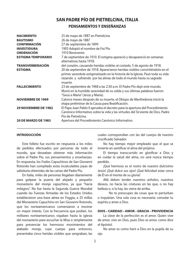Padre Pio Enseñanzas. | PDF | Amor | Oración