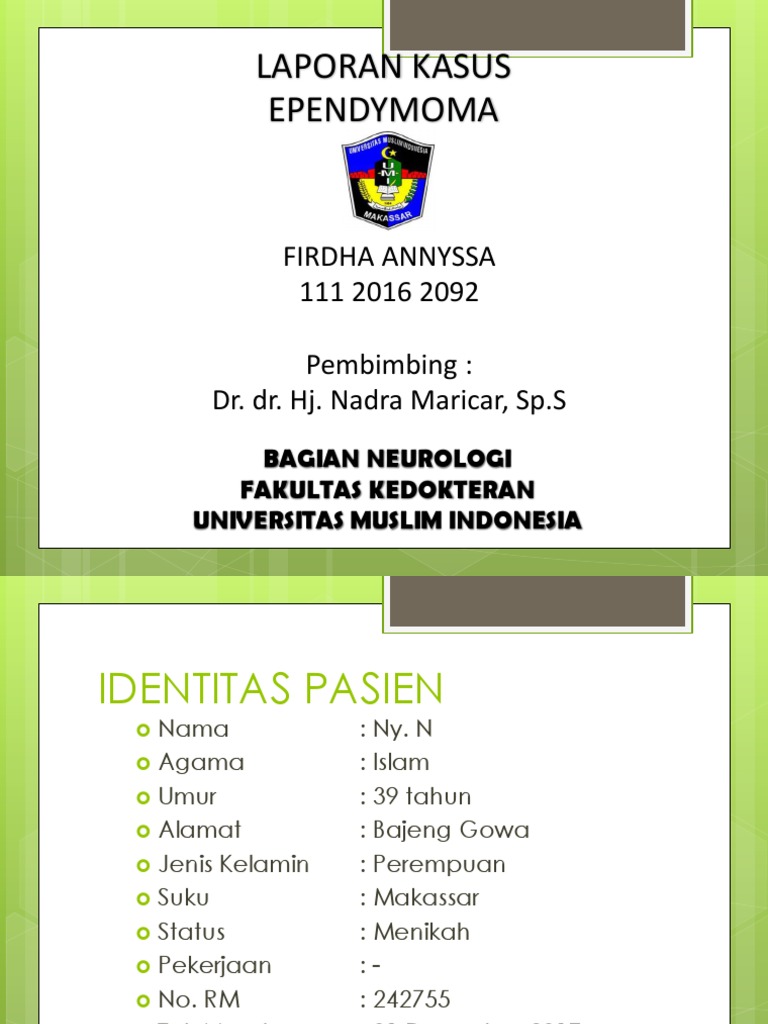 Laporan Kasus Ependymoma | PDF