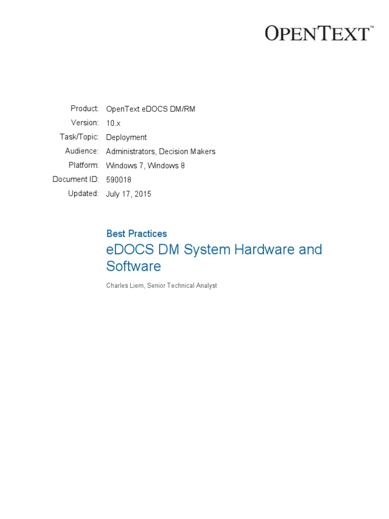 Best Practices - EDOCS DM System Hardware and Software | PDF | Load ...
