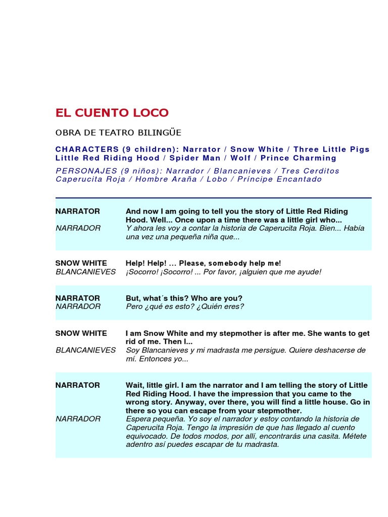 El Cuento Loco: Obra de Teatro Infantil | PDF | Literatura con ...