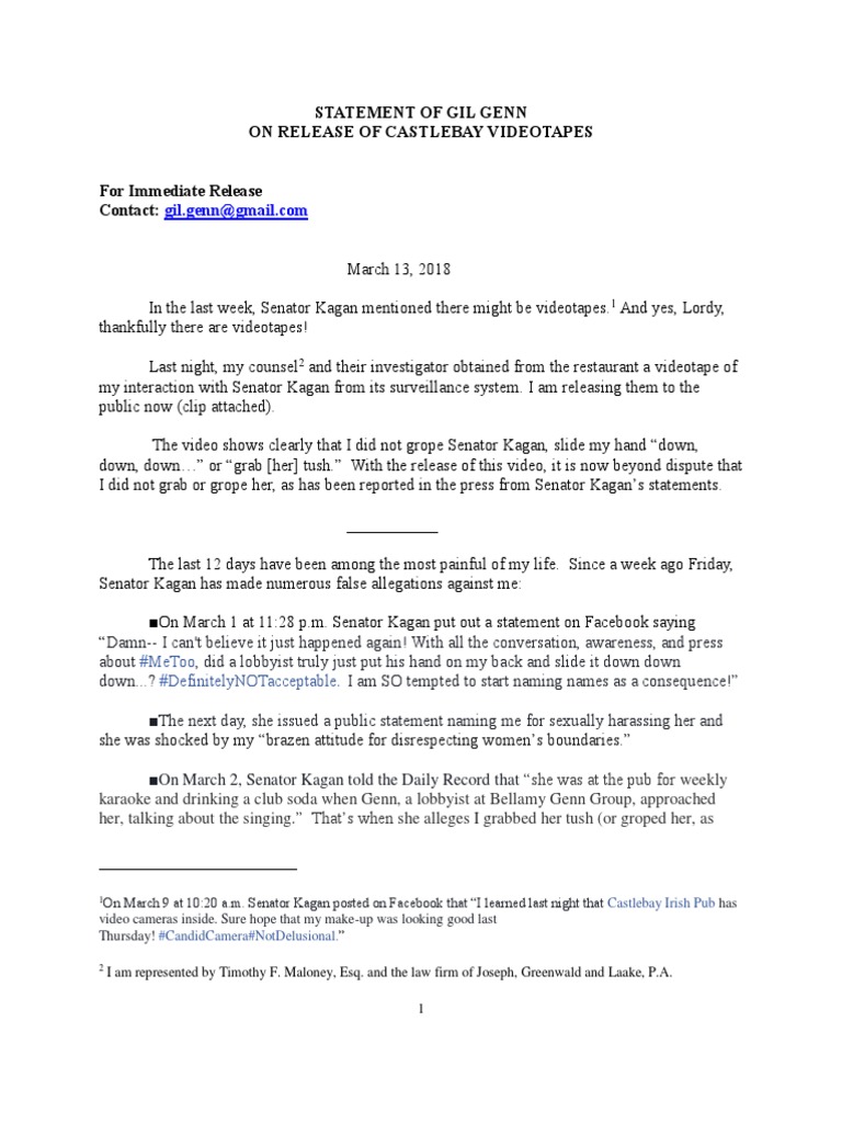 Gil Genn - Statement March 13 2018 | PDF | Social Science