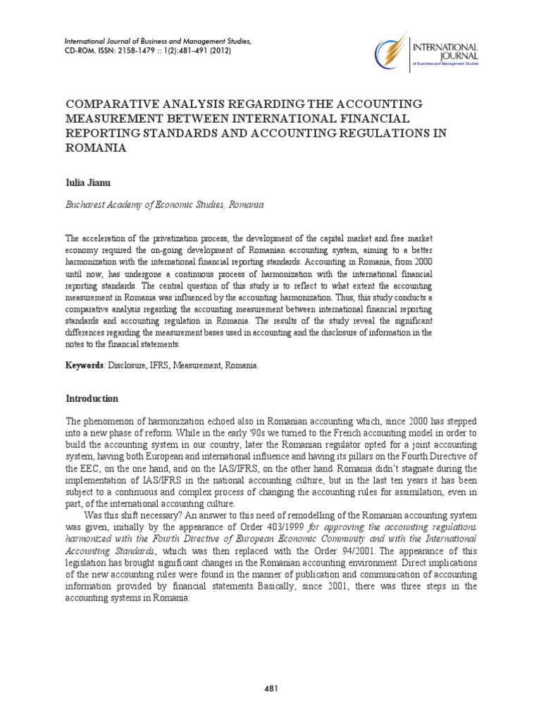 Comparative Analysis Regarding The Accounting Measurement Between ...