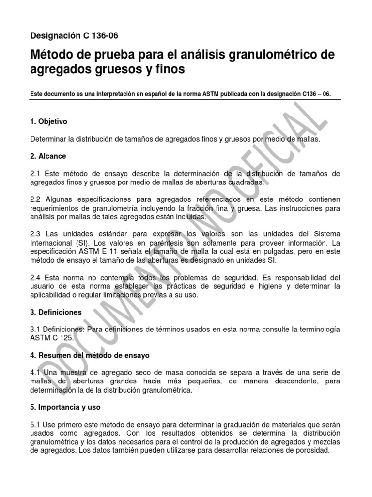 Astm C 136 | PDF | Porcentaje | Temperatura