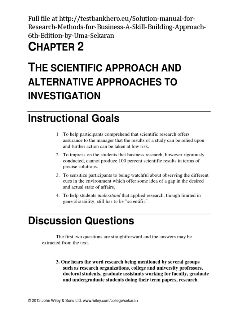 Solution Manual For Research Methods For Business A Skill Building ...