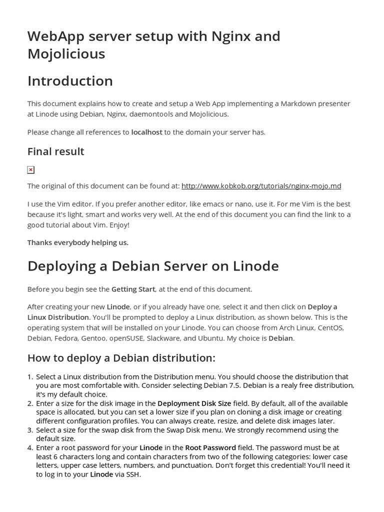 Web App With Mojolicious and Nginx | PDF | Linux Distribution | World Wide Web