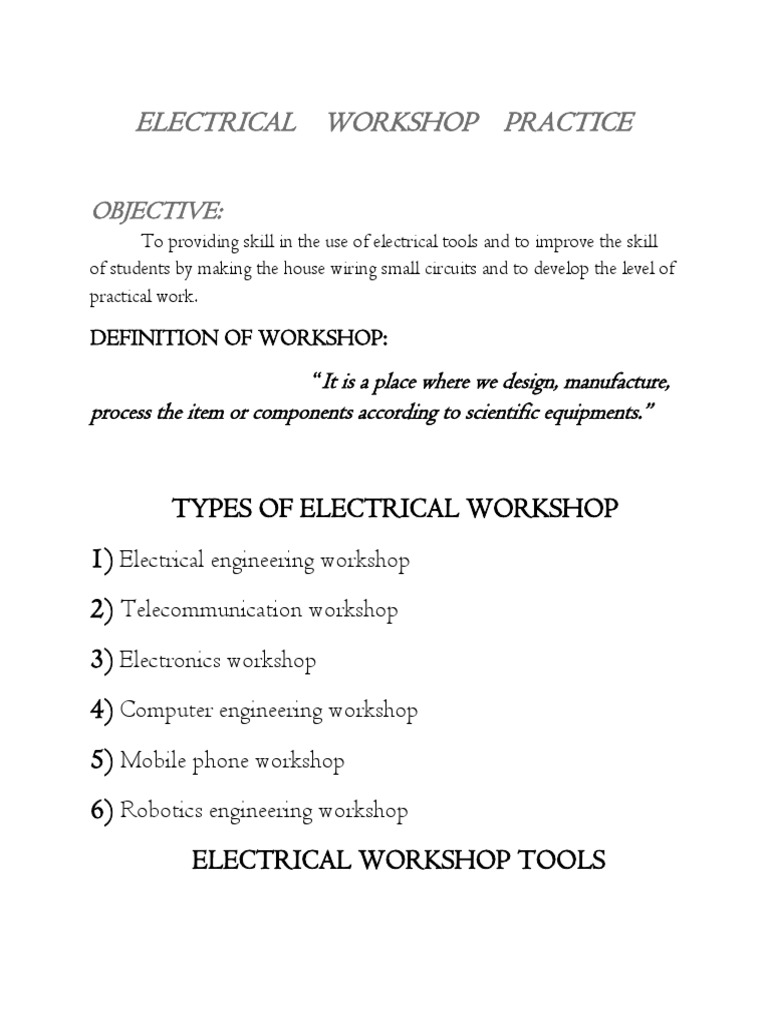 Electrical Workshop Practice 2 | PDF | Series And Parallel Circuits ...
