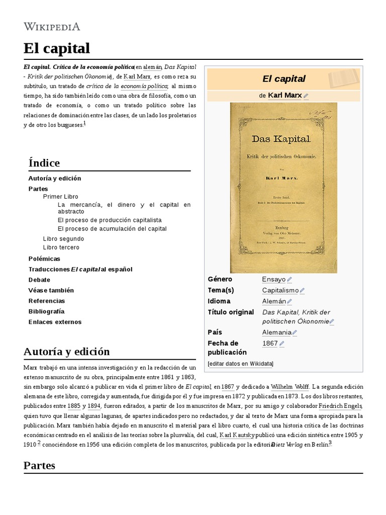 El Capital | PDF | Capital (economía) | Teorías sociológicas