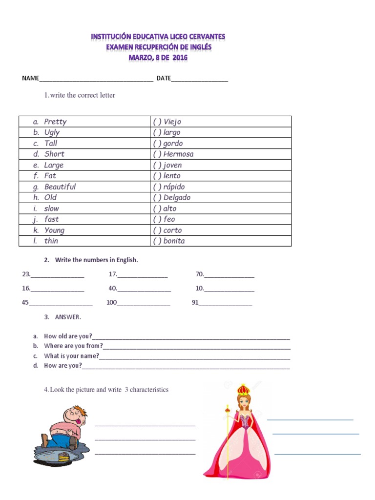 Write The Correct Letter: NAME - DATE | PDF