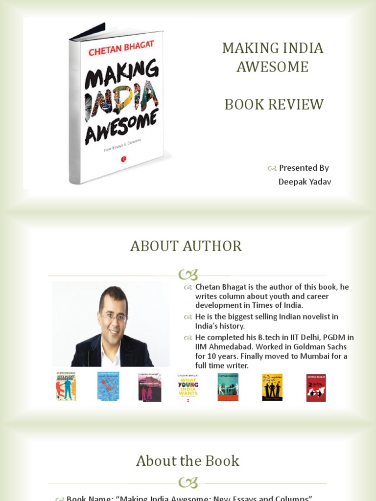 Making India Awesome Book Review: Presented by Deepak Yadav | PDF