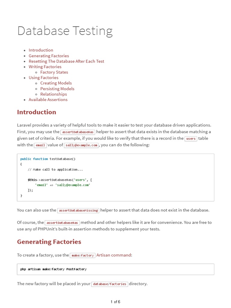 59 Database Testing Laravel The Php Framework For Web Artisans Pdf Class Computer 8619