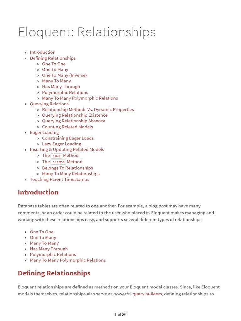 51-Eloquent - Relationships - Laravel - The PHP Framework For Web Artisans | PDF | Class ...