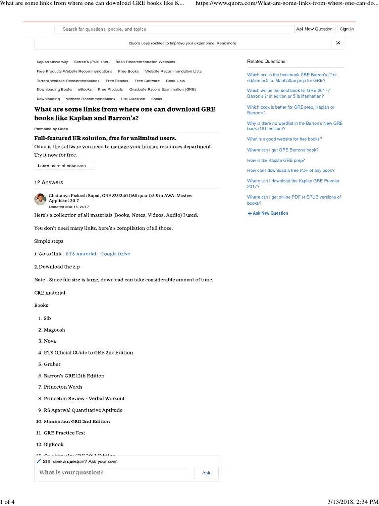 Gre Test | PDF | Graduate Record Examinations | Computing