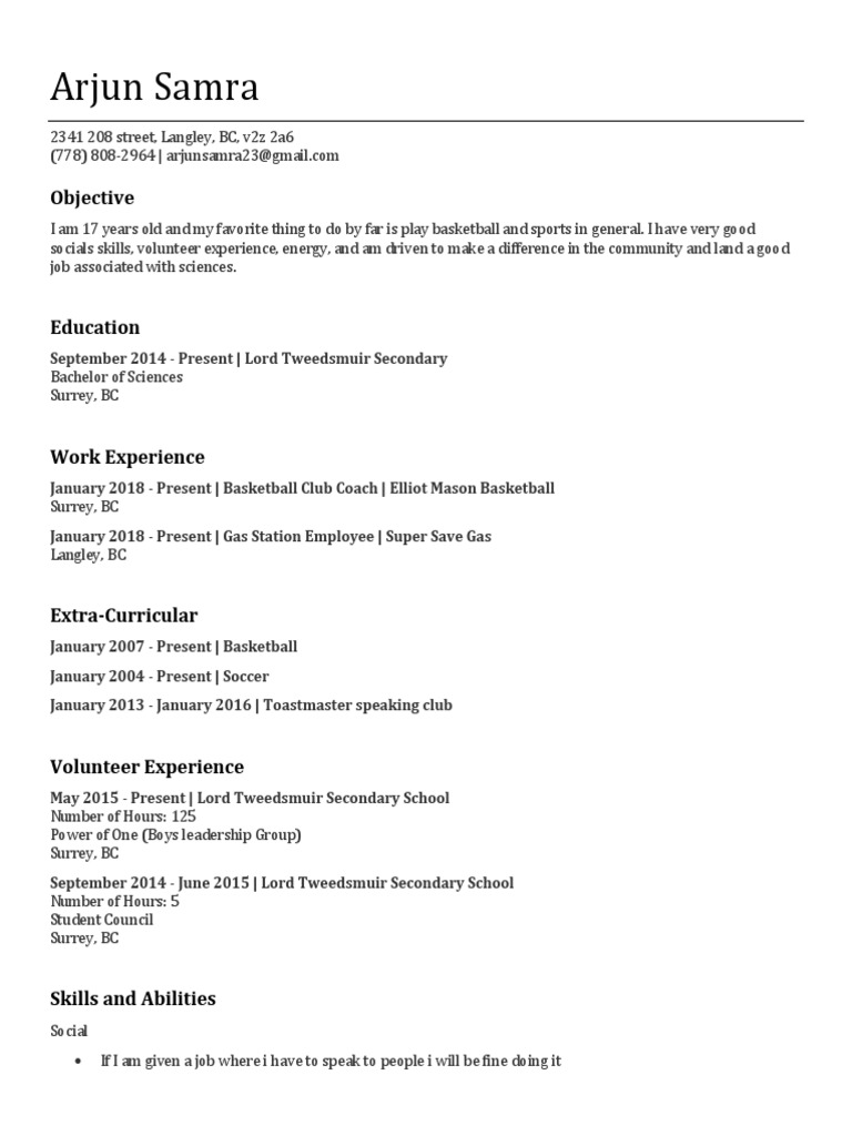 Arjun Samra Resume | PDF