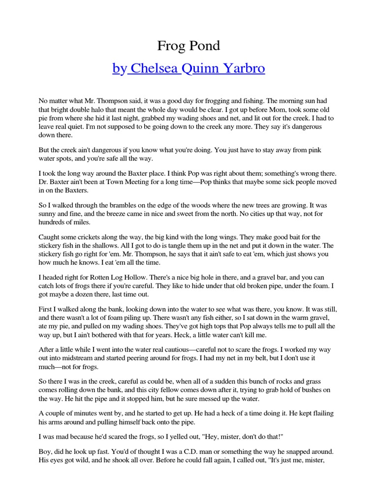 Chelsea Quinn Yarbro - Frog Pond PDF | Download Free PDF | Nature