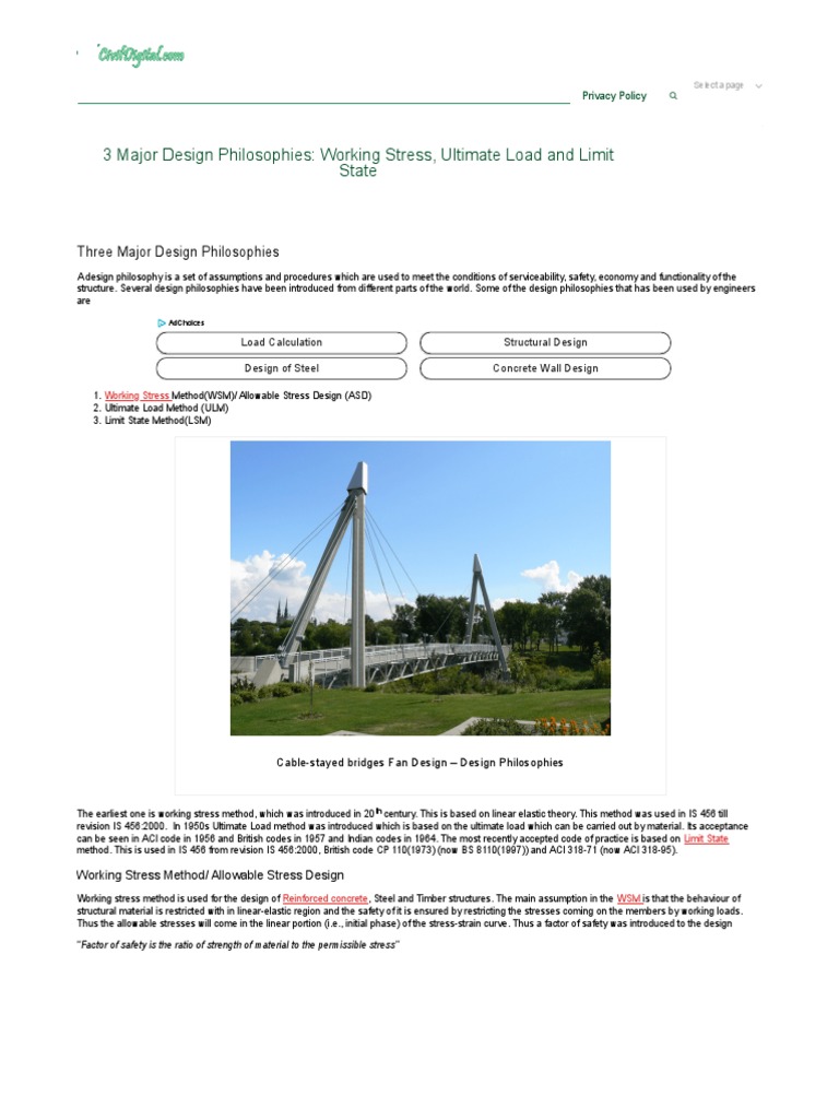 3 Major Design Philosophies - Working Stress, Ultimate Load and Limit ...