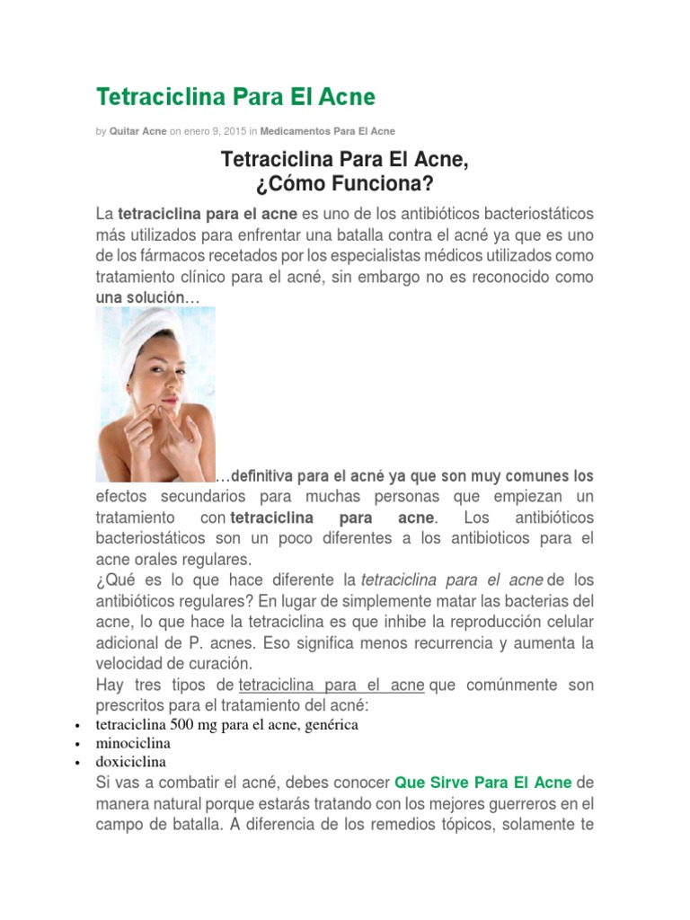 Tetraciclina para El Acne | PDF | Antibióticos | Medicina CLINICA