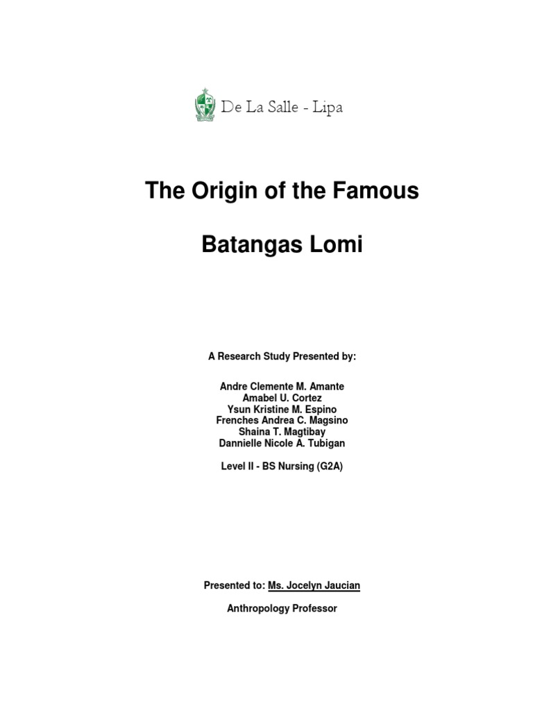 Research Paper (Lomi) | PDF | Asian Cuisine | Regional & Ethnic Food