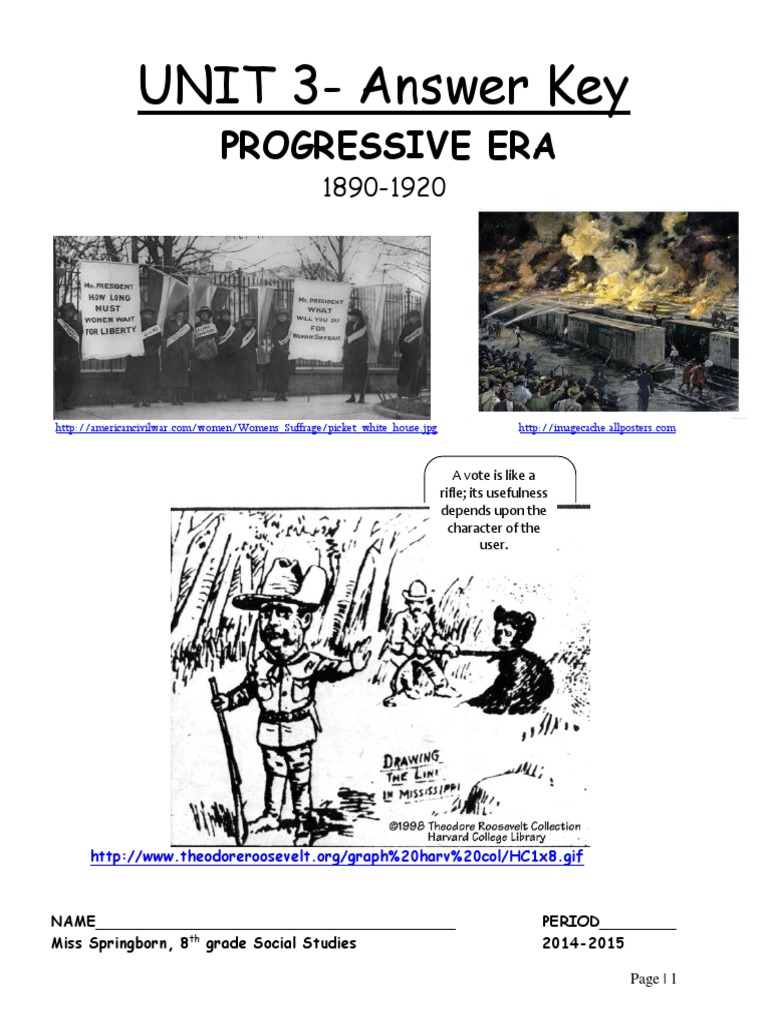 Answer Key For Unit 3 Progressive Era Packet 2014 | PDF | Progressive ...