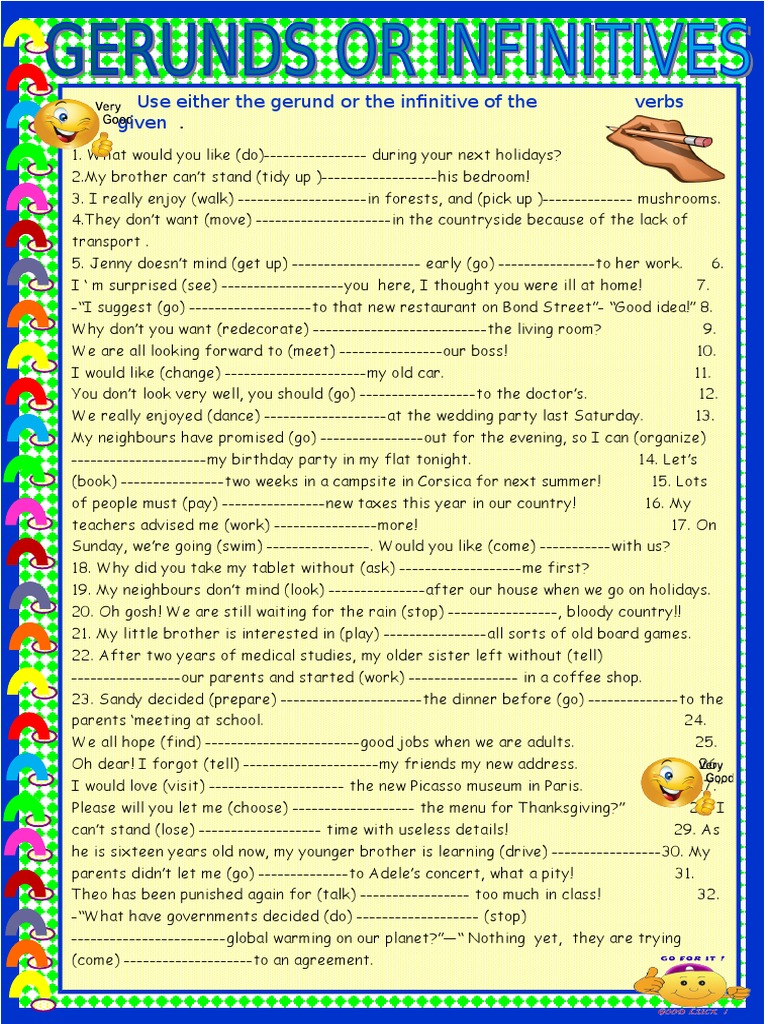 Gerunds or Infinitives New Practice Grammar Drills 87706 | PDF