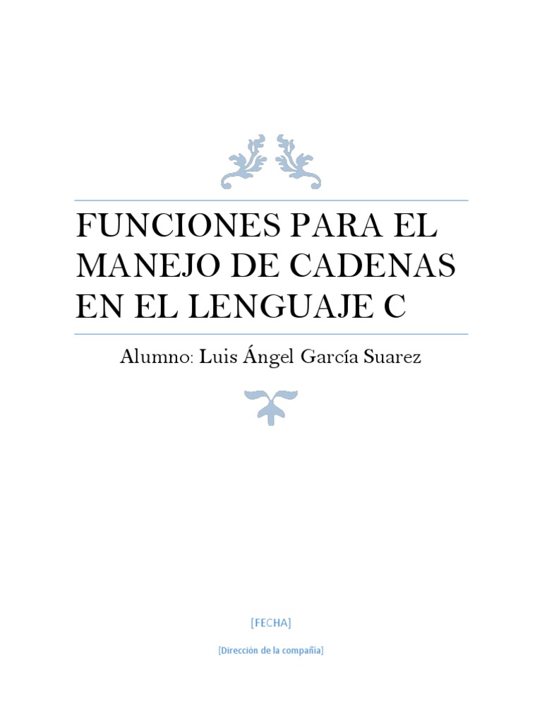 Funciones para El Manejo de Cadenas en El Lenguaje C | PDF ...