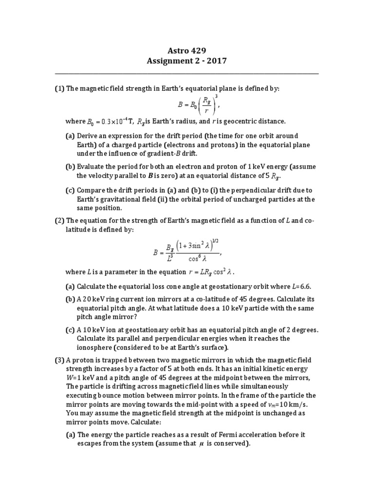 Astro 429 Assignment 2 Alberta | PDF | Electron | Electronvolt