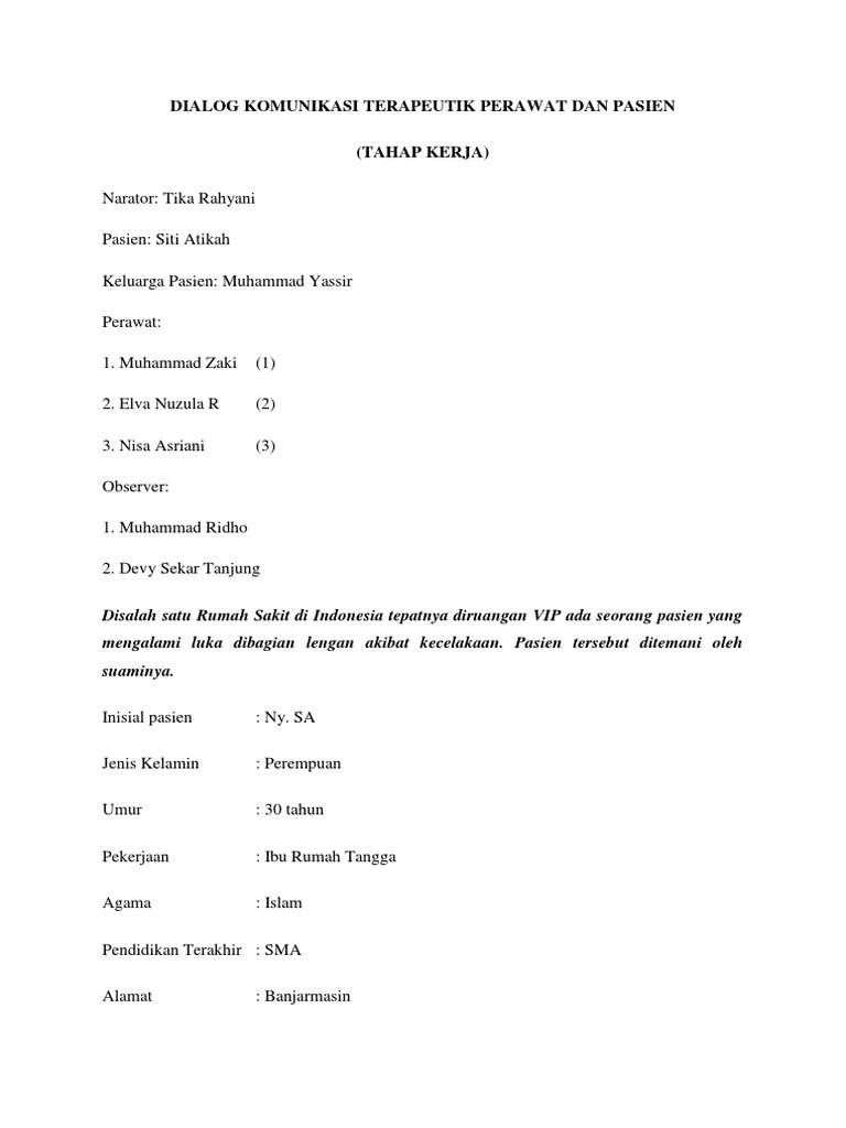 Dialog Komunikasi Terapeutik Perawat Dan Pasien | PDF