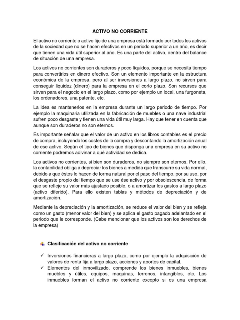 Activo No Corriente | PDF | Activo fijo | Amortización (Negocio)