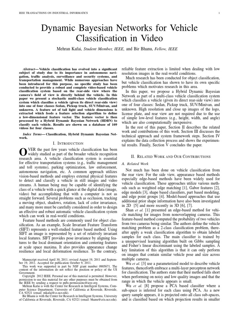 Dynamic Bayesian Networks For Vehicle Cl Pdf Pdf Bayesian Network Statistical Classification