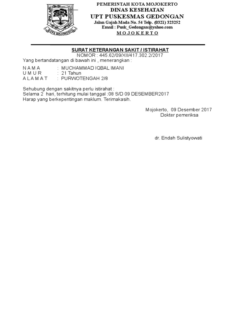 Surat Keterangan Sakit & Istirahat | PDF