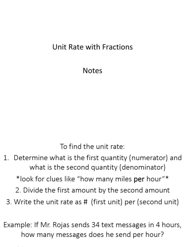 Unit Rates with Fractions Explained | PDF