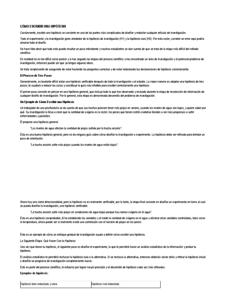 Cómo Escribir Una Hipótesis | PDF | Hipótesis | Science