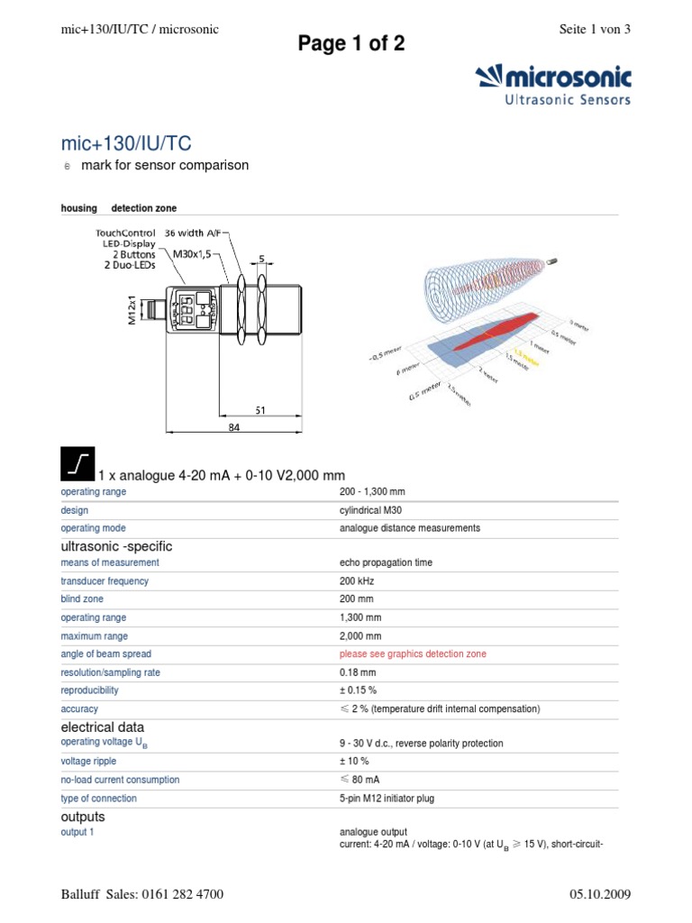Microsonic MIC 130 IU TC | PDF | Electromagnetism | Electronic Engineering