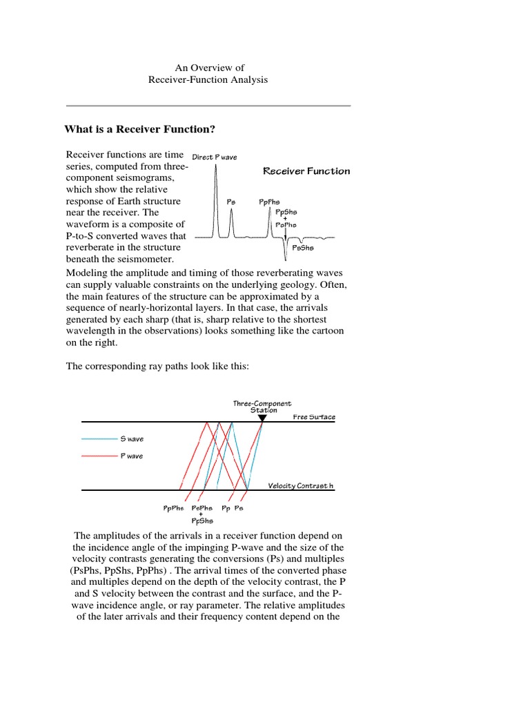 An Overview Of Receiver Function Analysis Pdf Waves Physics