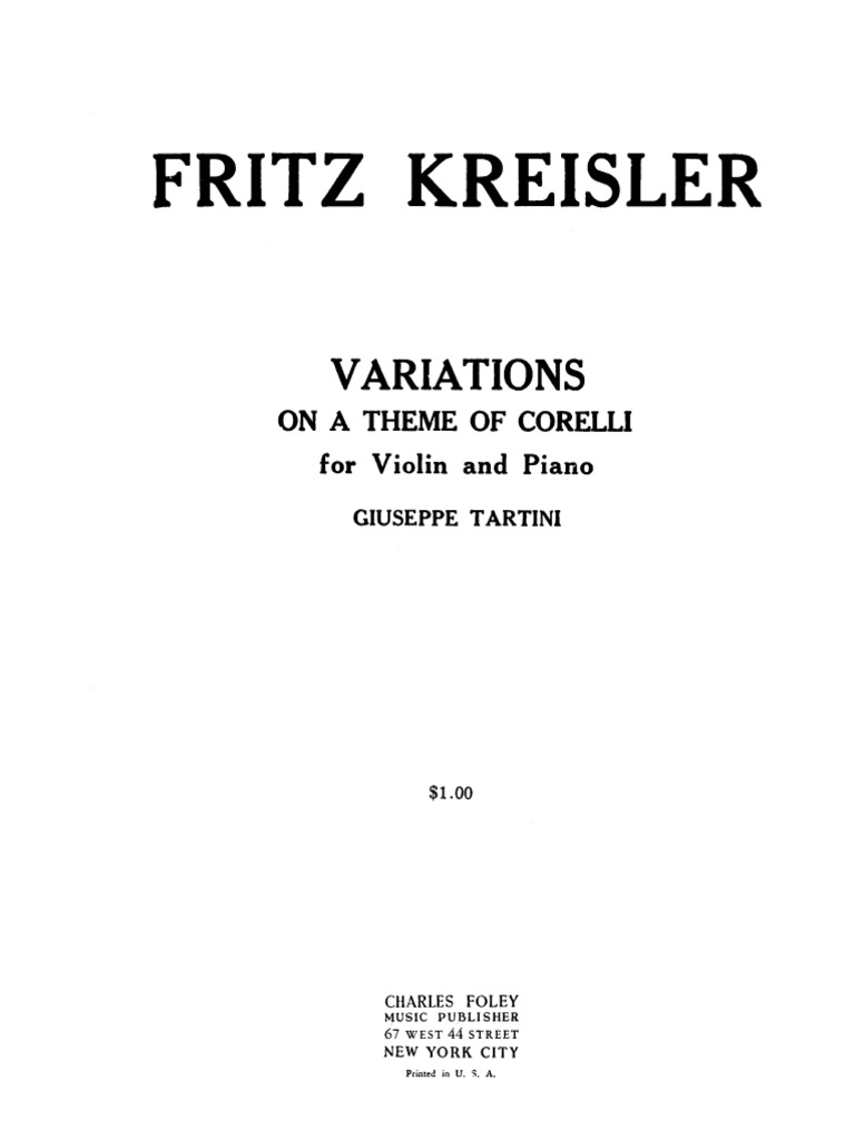 KREISLER Variations On A Theme of Corelli PDF | PDF