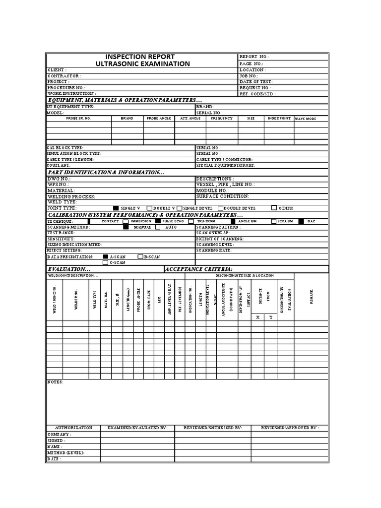 Ultrasonic Examination Inspection Report | PDF | Ultrasound | Welding