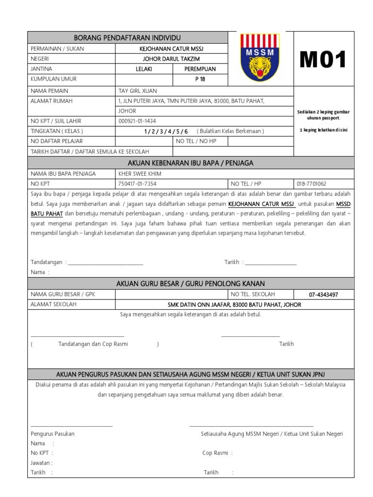 Borang M01 Baru | PDF