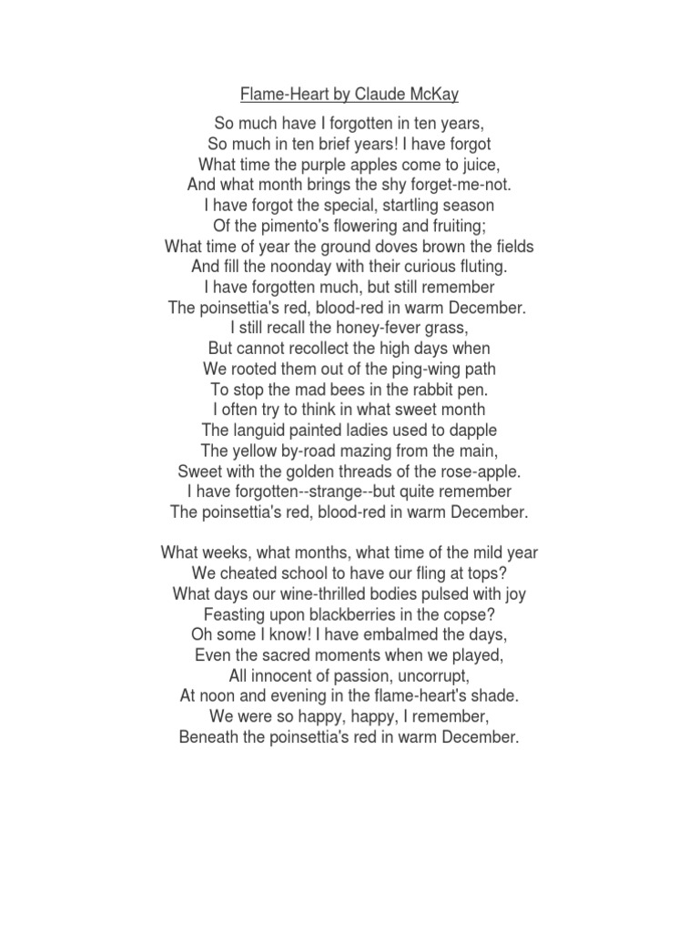 Flame-Heart: A Poem by Claude McKay | PDF