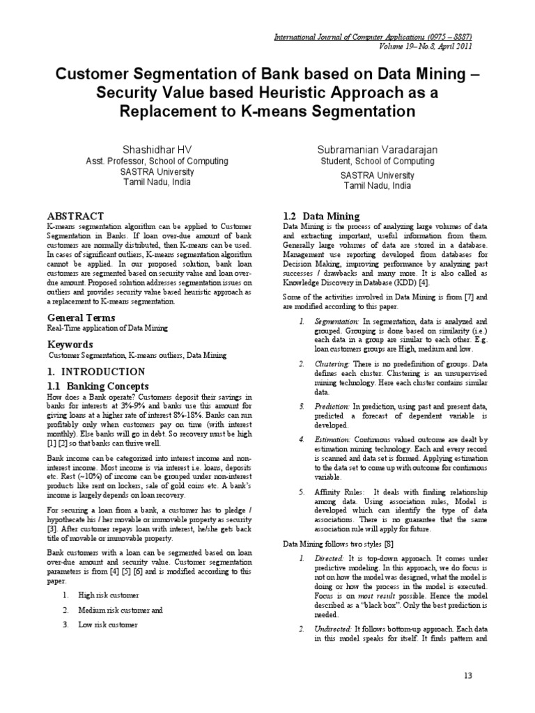Customer Segmentation Pdf Image Segmentation Data Mining