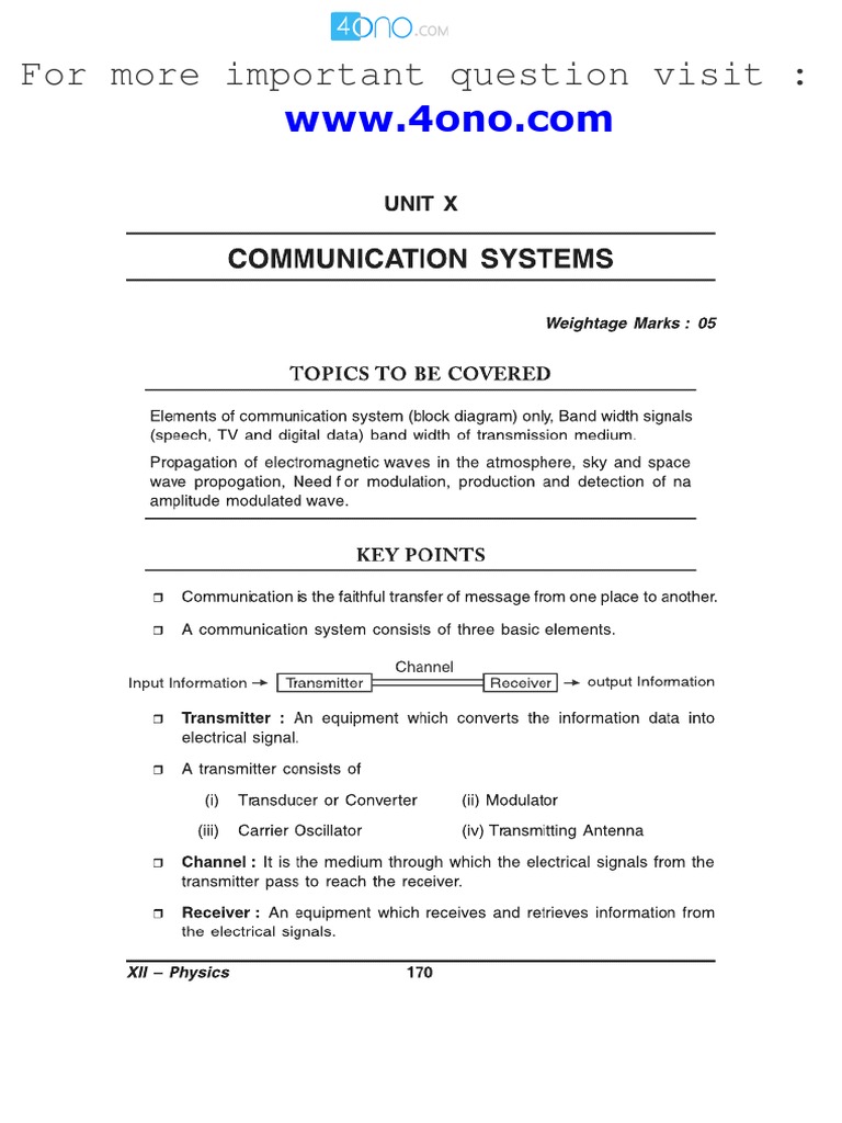 12 Physics Impq ch10 Communication Systems PDF | PDF | Social Science