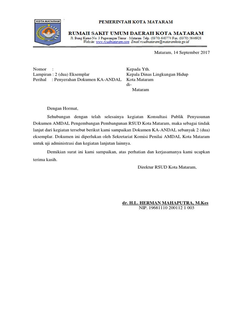 Surat Uji Administrasi AMDAL | PDF