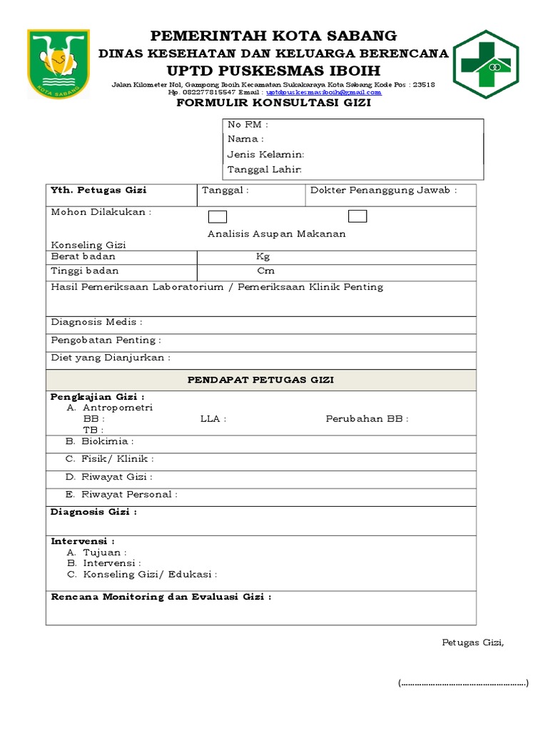 7.9.3.1 Form Konsul Gizi | PDF