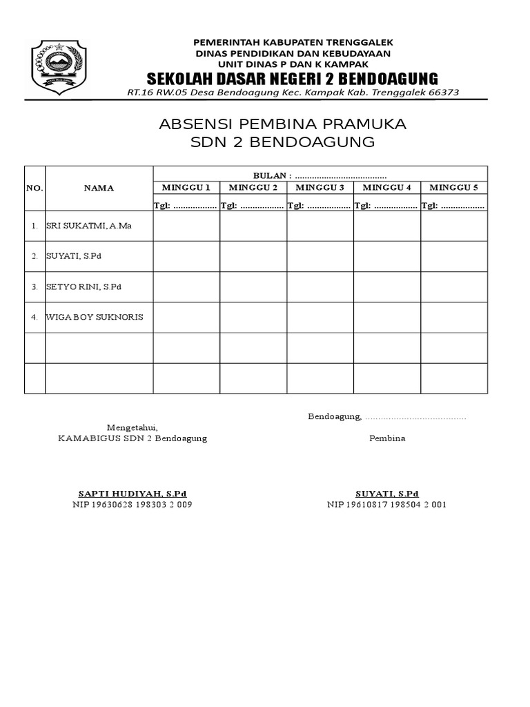 Absen Pembina Pramuka | PDF